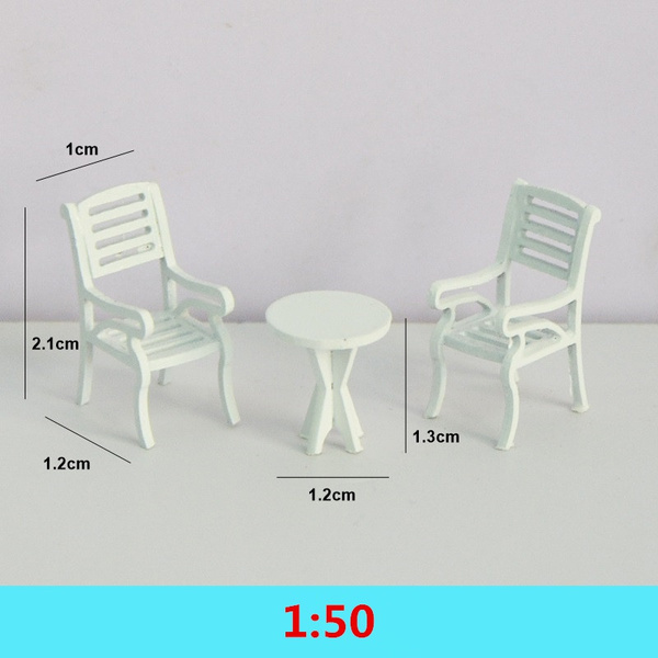 1:50 Afternoon Tea Table and Chair Model Set DIY Handmade Dollhouse Toy ...