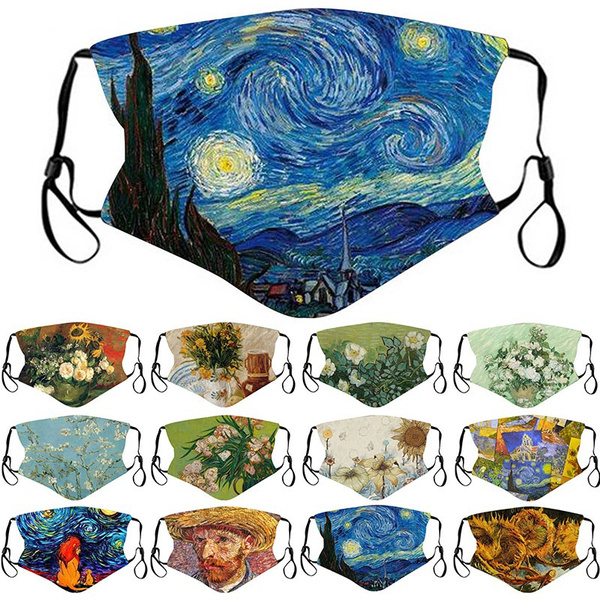12 Styles High-Definition 3D Printed Van Gogh Oil Painting Masks Unisex ...