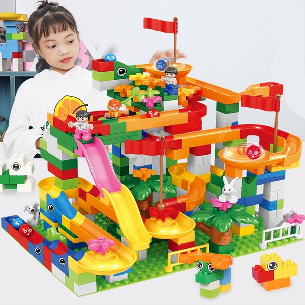 74-296 PCS Marble Race Run Maze Ball Track Building Blocks ABS Funnel ... 74-296 PCS Marble Race Run Maze Ball Track Building Blocks ABS Funnel ...