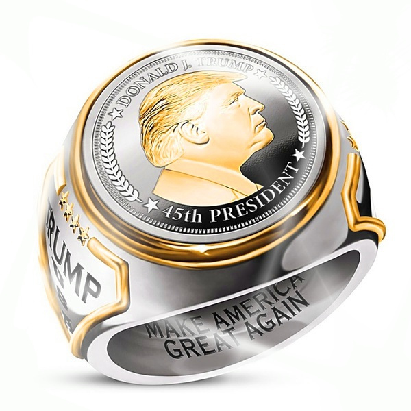 President Trump Ring,Gold platedMens Ring,Handmade Ring,Hip Hop Ring ...
