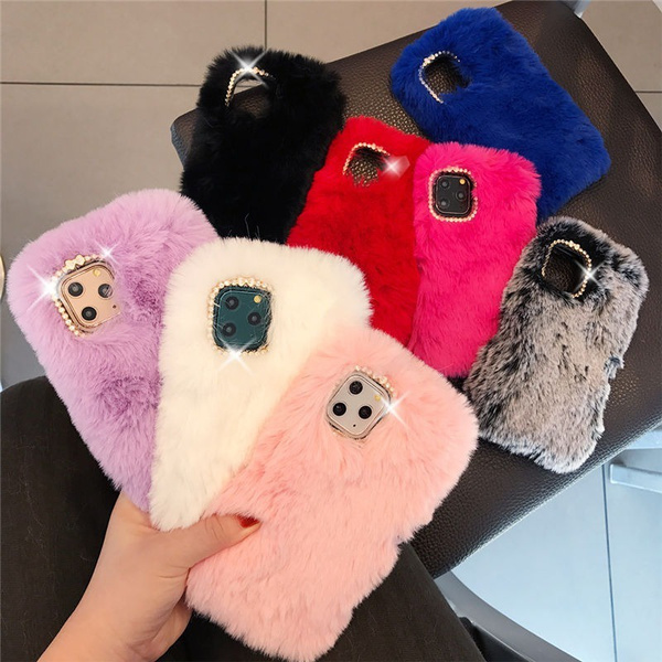 Cute Rabbit Fur Phone Case For iPhone 12 Mini 11 Pro Max XR XS Max X 6 ...