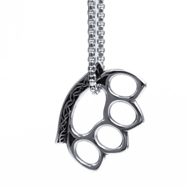 Fashion Charm Mens Boys Knuckle Duster Pendant Chain Necklace Jewelry ...