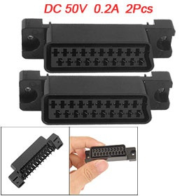2 Pcs 21 Pin Vertical Type Scart Socket Connector Black CS-102 | Wish