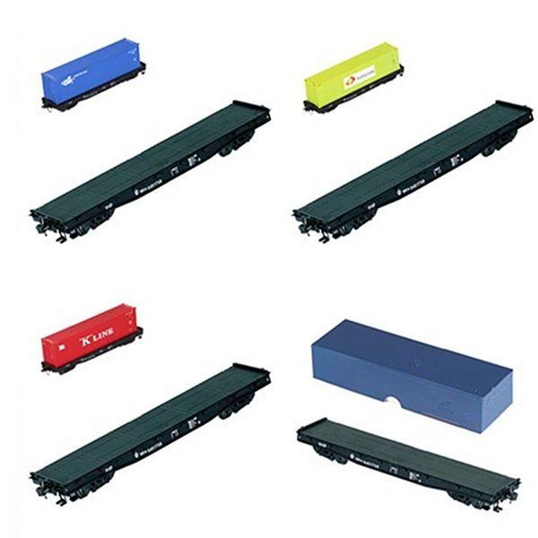 HO Scale 1:87 Model Flat Car with Shipping 40ft Mini Container Freight ...