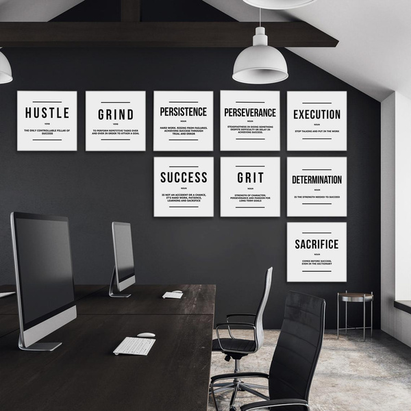 Modern 9 Panels Inspirational Quotes Posters Hustle Persistence Success ...