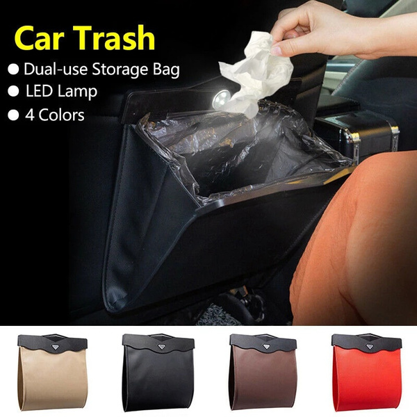 LED Car Garbage Bag Waterproof Magnetic Adsorption Trash Can Back Seat ...