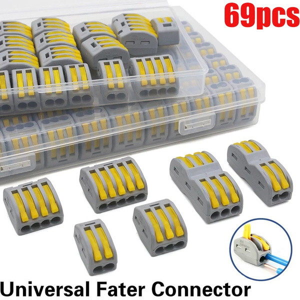 30/50/69 Pieces 2/3/4/5/8 Way Reusable Spring Lever Terminal Block ...