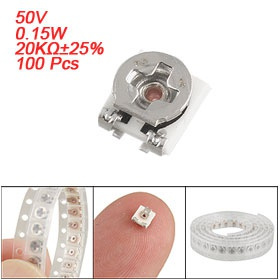 100 Pcs Square SMT 20K ohm 0.15W Variable Resistor Potentiometer | Wish