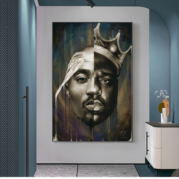 Rapper Star Canvas Posters Portrait of 2PAC Tupac and Biggie Wall Art ...