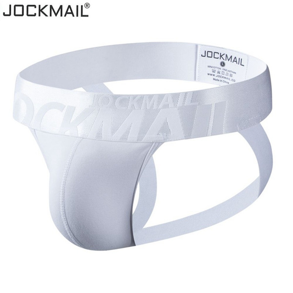 Jockmail Brand Men's Pure Cotton Underwear White Black with Cup for ...