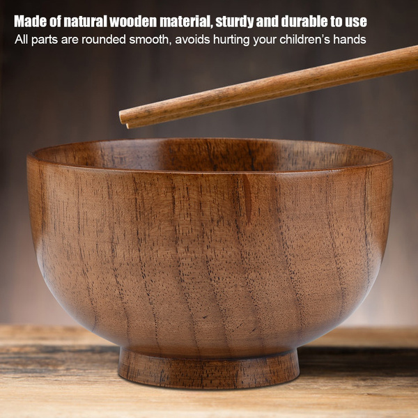 Kitchen Wooden Bowl Soup/Salad/Fruit Rice Bowls Natural Wood Tableware ...