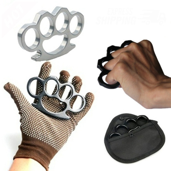 Four Finger Ring Buckle Self-Defense Fingerstall Hand Sub Iron Fist ...