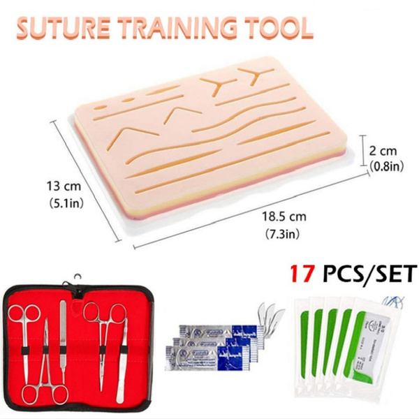 New 17pcs/set Medical Skin Suture Practice Silicone Pad Wound Simulated ...