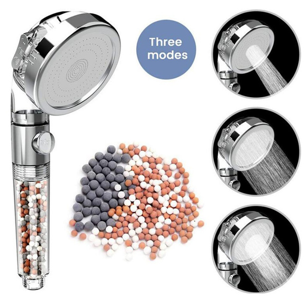 3 Modes Shower Head with Filtration Stone Beads,Water Saving Spray ...