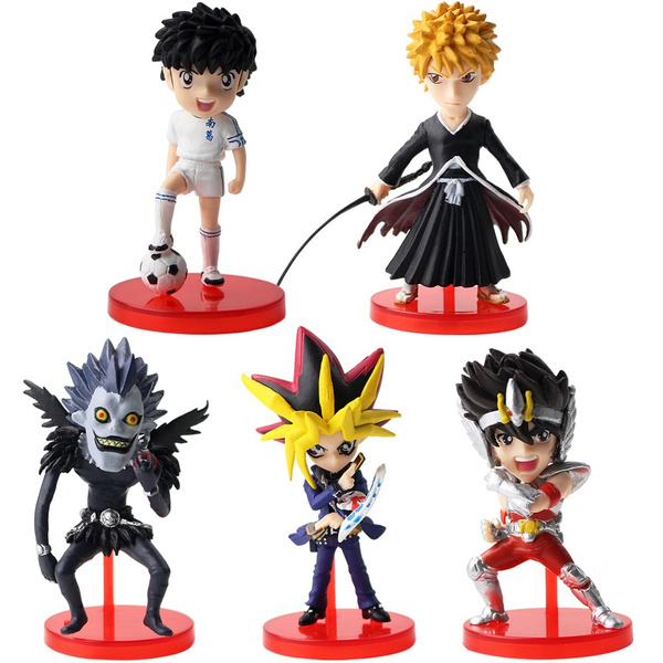 5pcs/lot Anime Main Characters Figures Yugi Muto Ryuuku Kurosaki ichigo ...