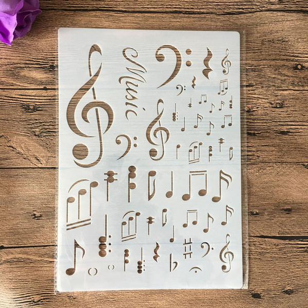A4 musical note DIY Stencils Wall Painting Scrapbook Coloring Embossing ...