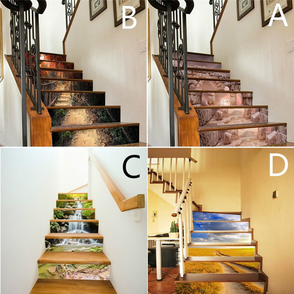 13PCS/Set Innovative DIY 3D Stairs Stickers Self-adhesive Stickers ...