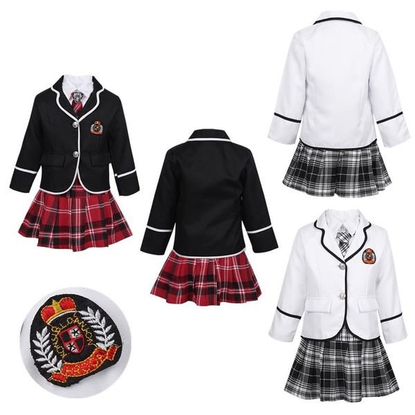 Kids Girls British Korean Japanese School Uniform Escolar Costume High ...