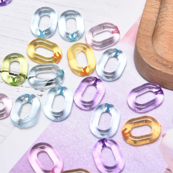100Pcs Colorful Acrylic Chain Links Connectors DIY Jewelry Making ...