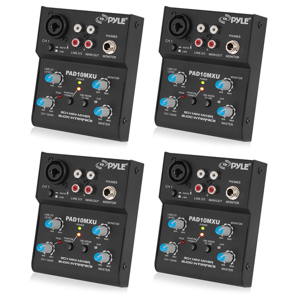 Pyle 2-Channel 18V Power Mixer Controller Interference w/ USB Soundcard ...