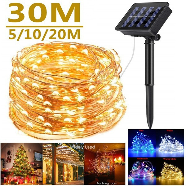 1M/10M/20M/30M Solar String Lights 2/8 Modes Solar Powered /USB Powered ...
