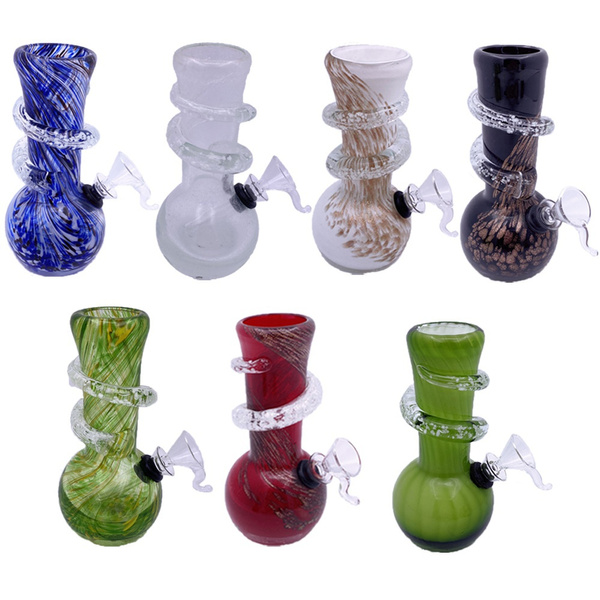 15cm/6Inch Tall Glow in the Dark Wrapped Desgin Soft Glass Water Pipes ...