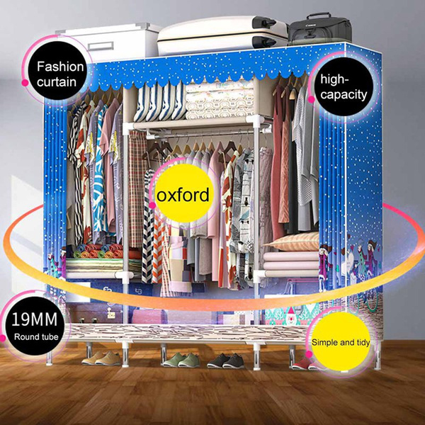 Modern Simple Wardrobe Fabric Folding Cloth Storage Cabinet Diy ...
