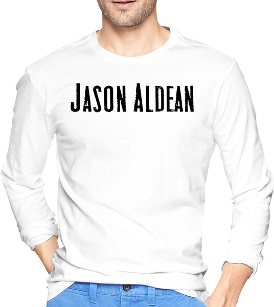 Jason Aldean Logo Mens Stylish Long Sleeve T Shirt Novel Cotton Round ...