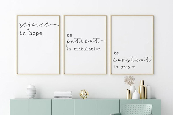 Modern 3 Panels Inspirational Quotes Posters Rejoice Patient Constant ...