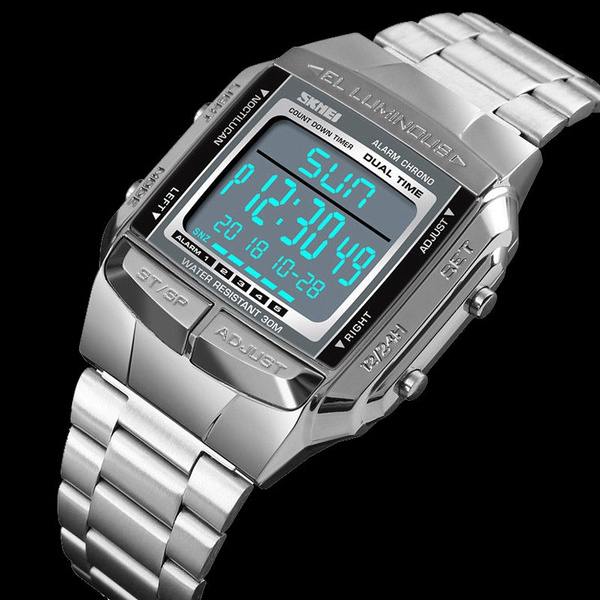 Brand Luxury Men's Watch Stainless Steel Wristwatch Electronic LED ...