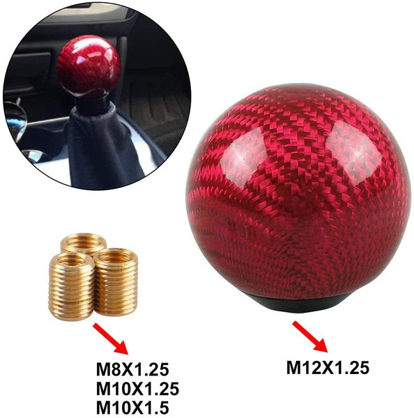 Carbon Fiber Shift Knob Gear Shifter Knobs with 3 Adapters Round Ball ...