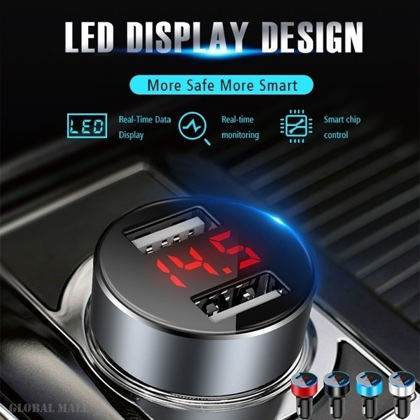 3.1A Dual USB LED Car Charger with Blue Indicator Light Multi ...