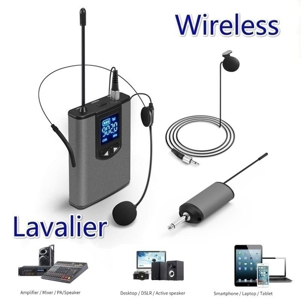 UHF Wireless Headset / Lavalier Lapel Microphone System with Bodypack ...