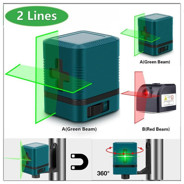 2 Lines Portable Laser Level Red/Green Cross Line Laser with Measuring ...