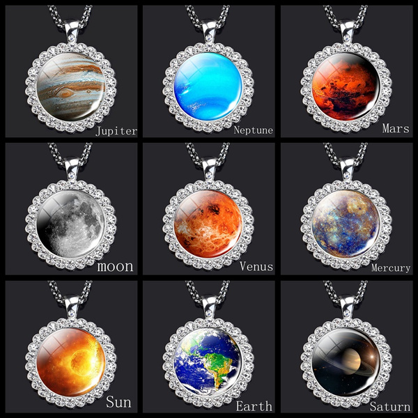 Solar System Necklace Solar System Planet Jewelry Moon Mars Earth Sun ...