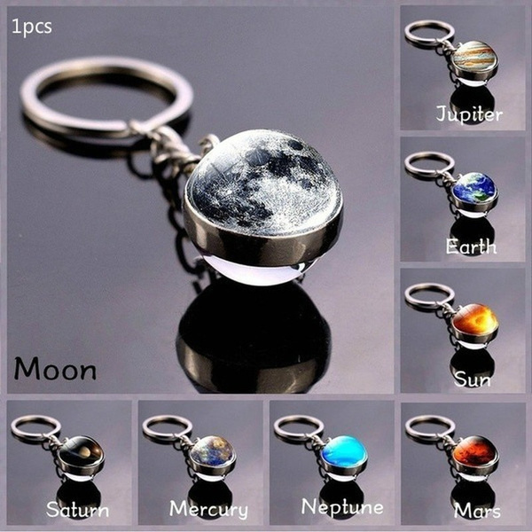 1PCS Planet Keyrings Galaxy Nebula Space Keychain Earth Sun Mars ...