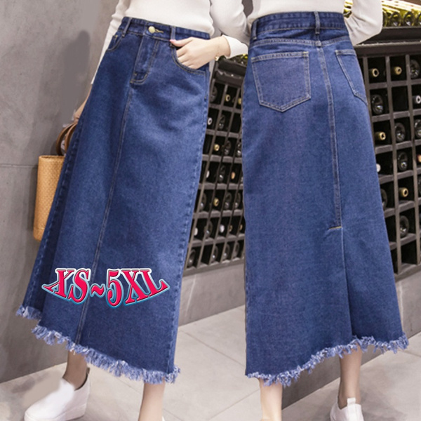 Denim High Waist Long Skirts for Women 2020 Plus Size Autumn Winter ...
