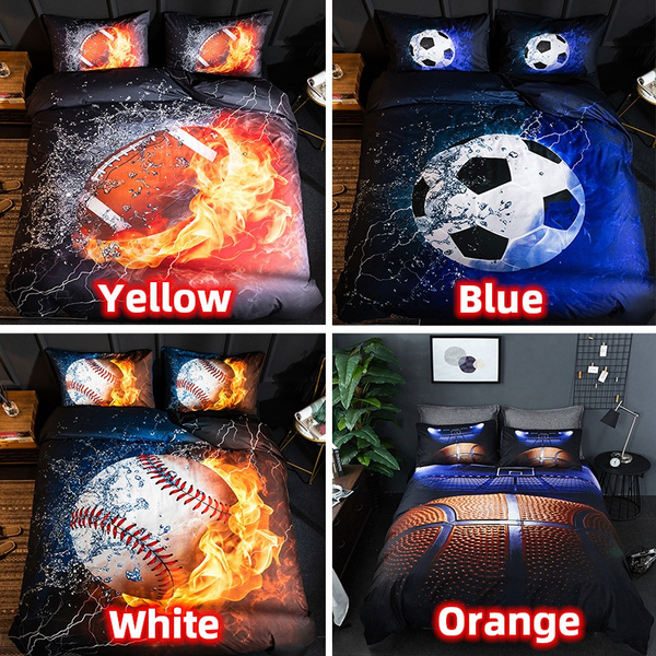 Sport Bedding Set Football Baseball Basketball Ultra Soft 3-piece Duvet ...