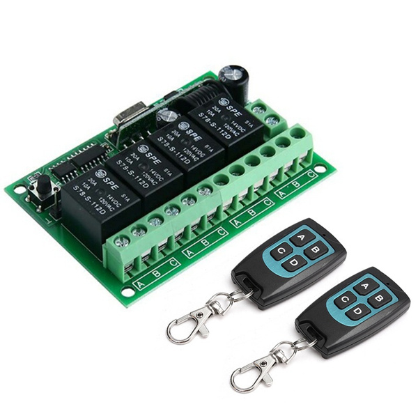 DC 12V 4CH Channel Wireless Remote Control Switch 2 Transmitter ...
