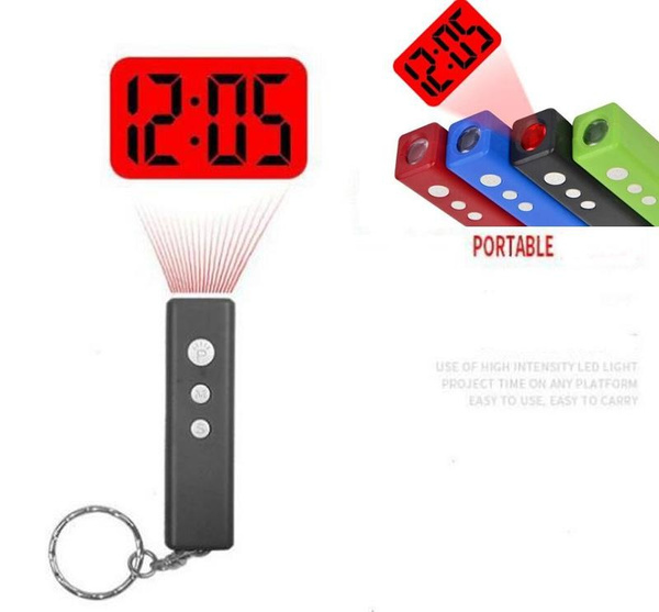 Portable Digital Projection Clock Key Chains Mini Projector LED Clock ...