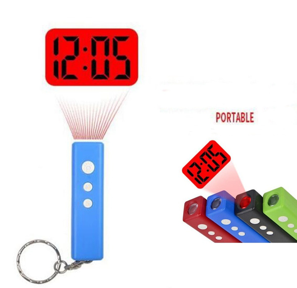 Portable Digital Projection Clock Key Chains Mini Projector LED Clock ...