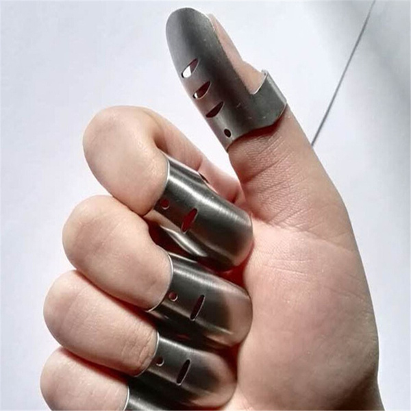 4pcs/set Adjustable Stainless Steel Finger Hand Guard Finger Protector ...