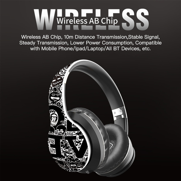 2020 EL-B1 Wireless Headphones Graffiti Bluetooth Stereo Sports Headset ...