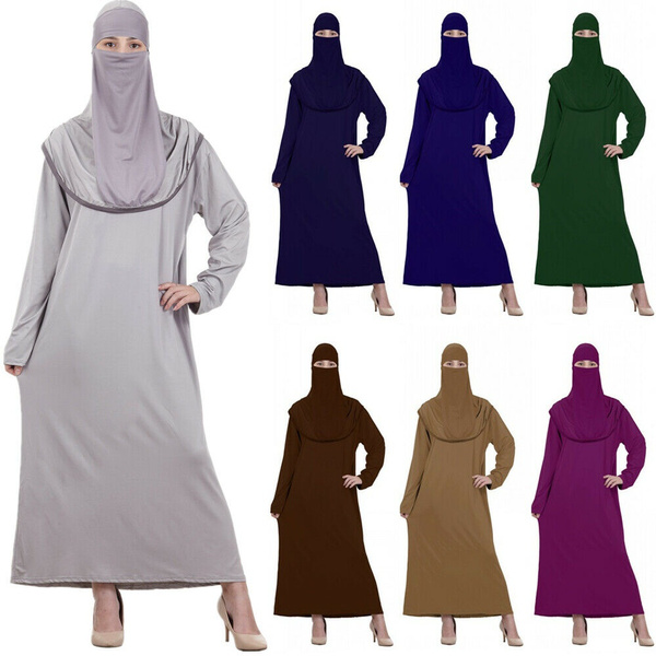Muslim Prayer Set Burqa Khimar Veil Jilbab Abaya Kaftan Niqab Islam ...