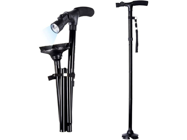 Folding Cane with Built-in LED Light, Adjustable Canes and Walking ...
