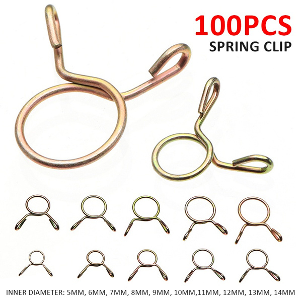 100Pcs 5-14mm Galvanized Steel Wire Spring Clip Water Hose Pipe Tube ...