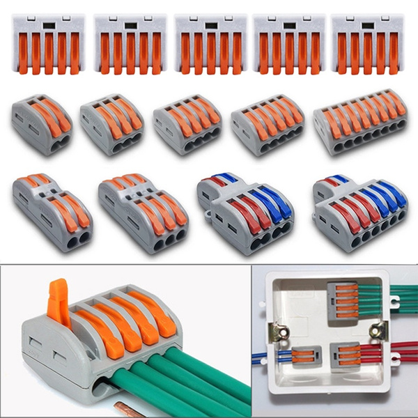 PCT 2/3/4/5/8 Way Reusable Spring Lever Terminal Block Durable Premium ...