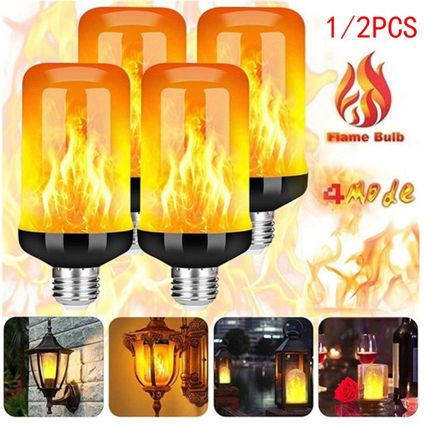 1/2Pack LED Flame Effect Fire Light Bulbs 4 Modes Flickering Effect ...