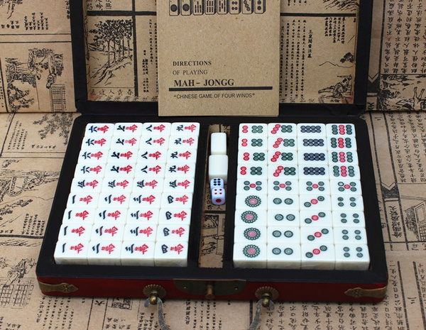 Antique Mahjong Leather Box Mini Mahjong Travel Mahjong Dormitory ...