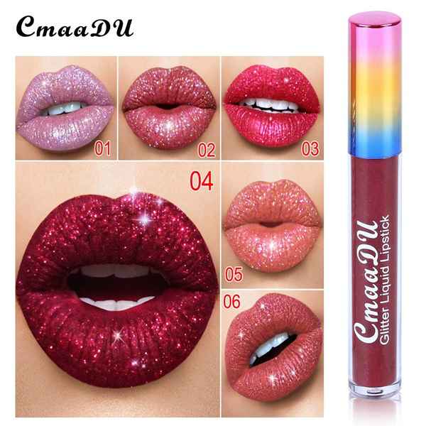 CmaaDU Glitter Flip Lip Gloss Velvet Matte Lip Tint 6 Colors Waterproof ...